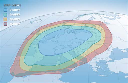 Astra 1L at 19.2º E: All Satellite Coverage Map: Huella satelital y ...